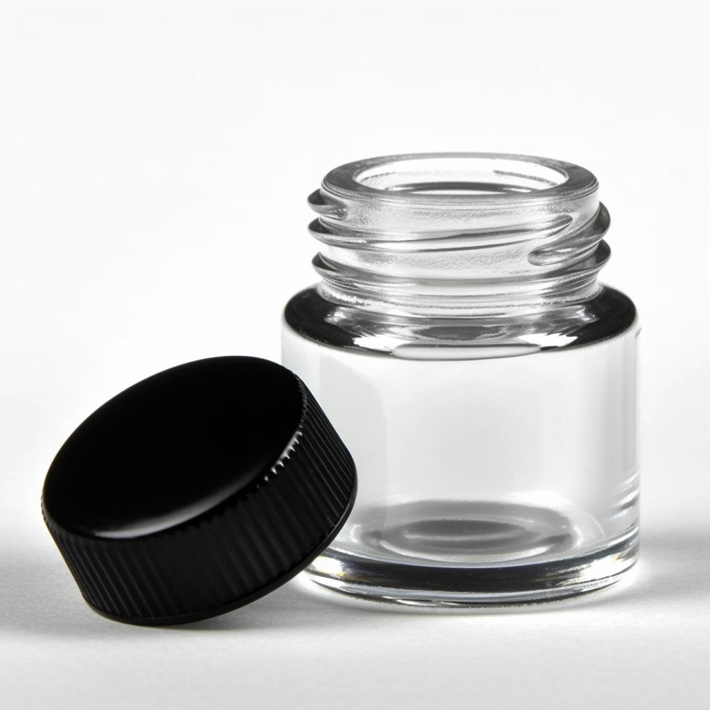 5ml Glass Jars- Childproof With Black Lid- Oil Slick